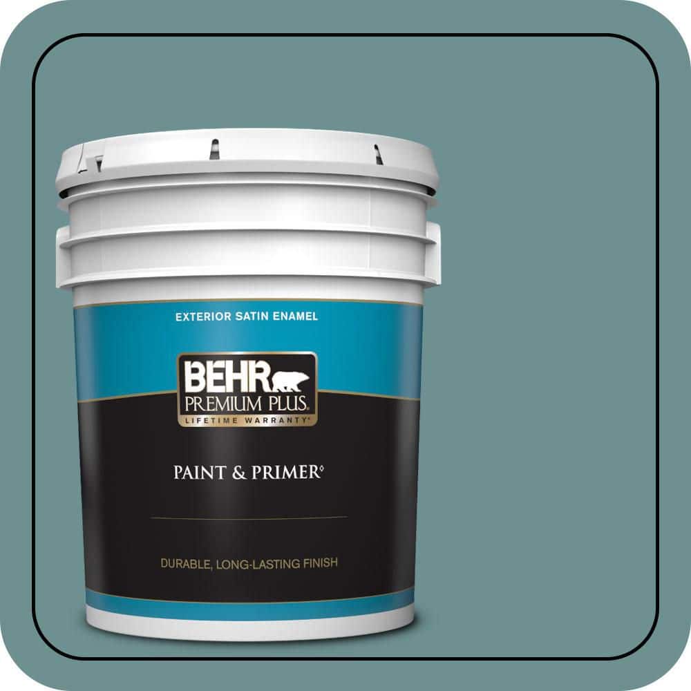 BEHR PREMIUM PLUS 5 gal. #500F-6 Hallowed Hush Satin Enamel Exterior ...