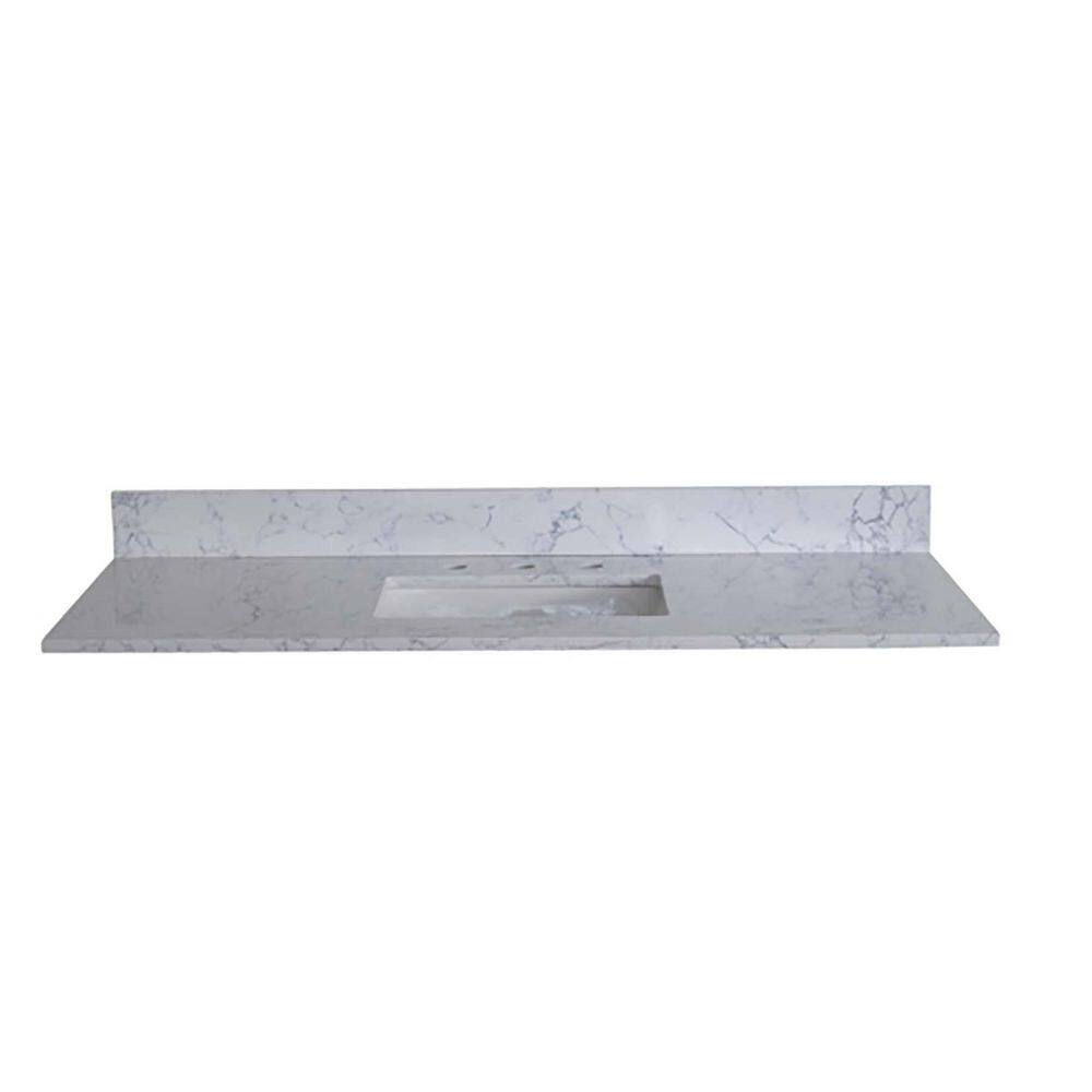 FUNKOL 49 in. W x 22 in. D Stone Vanity Top in Gray (White) with Gray ... FUNKOL 49 in. W x 22 in. D Stone Vanity Top in Gray (White) with Gray ...