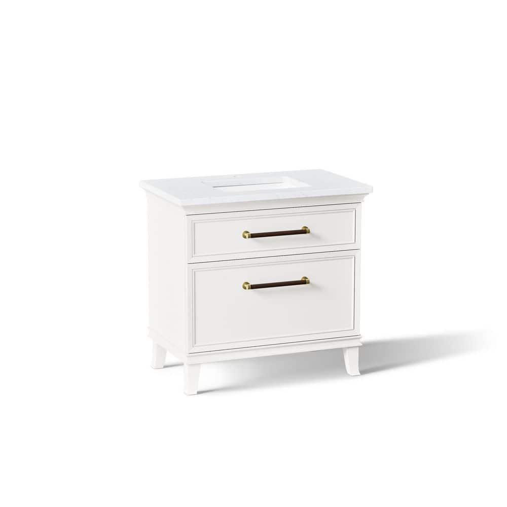 KOHLER Artifacts 36 in. Freestanding Linen White Bath Vanity with White ...