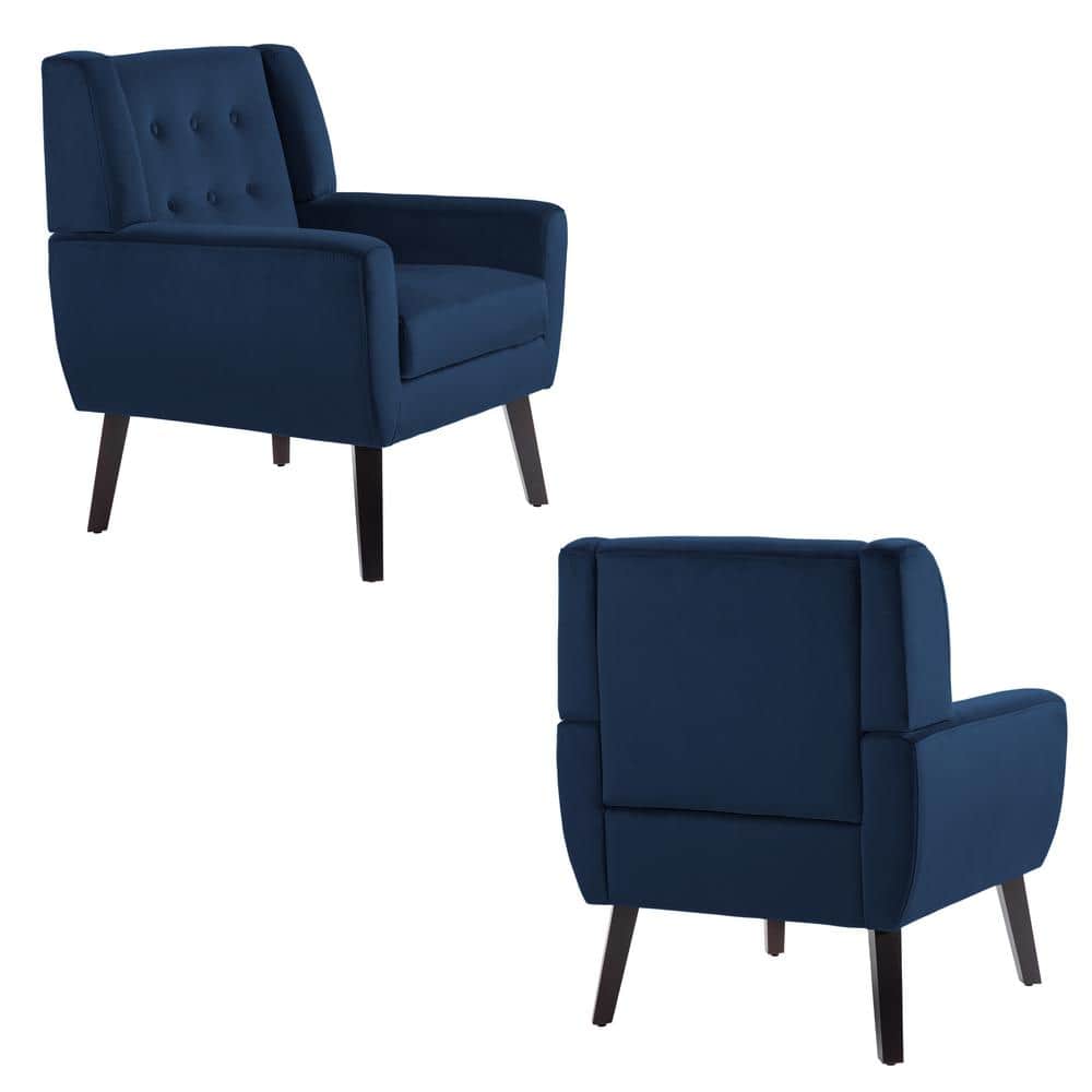 Uixe Mid-Century Modern Button Royal Blue Velvet Accent Armchair set of ...