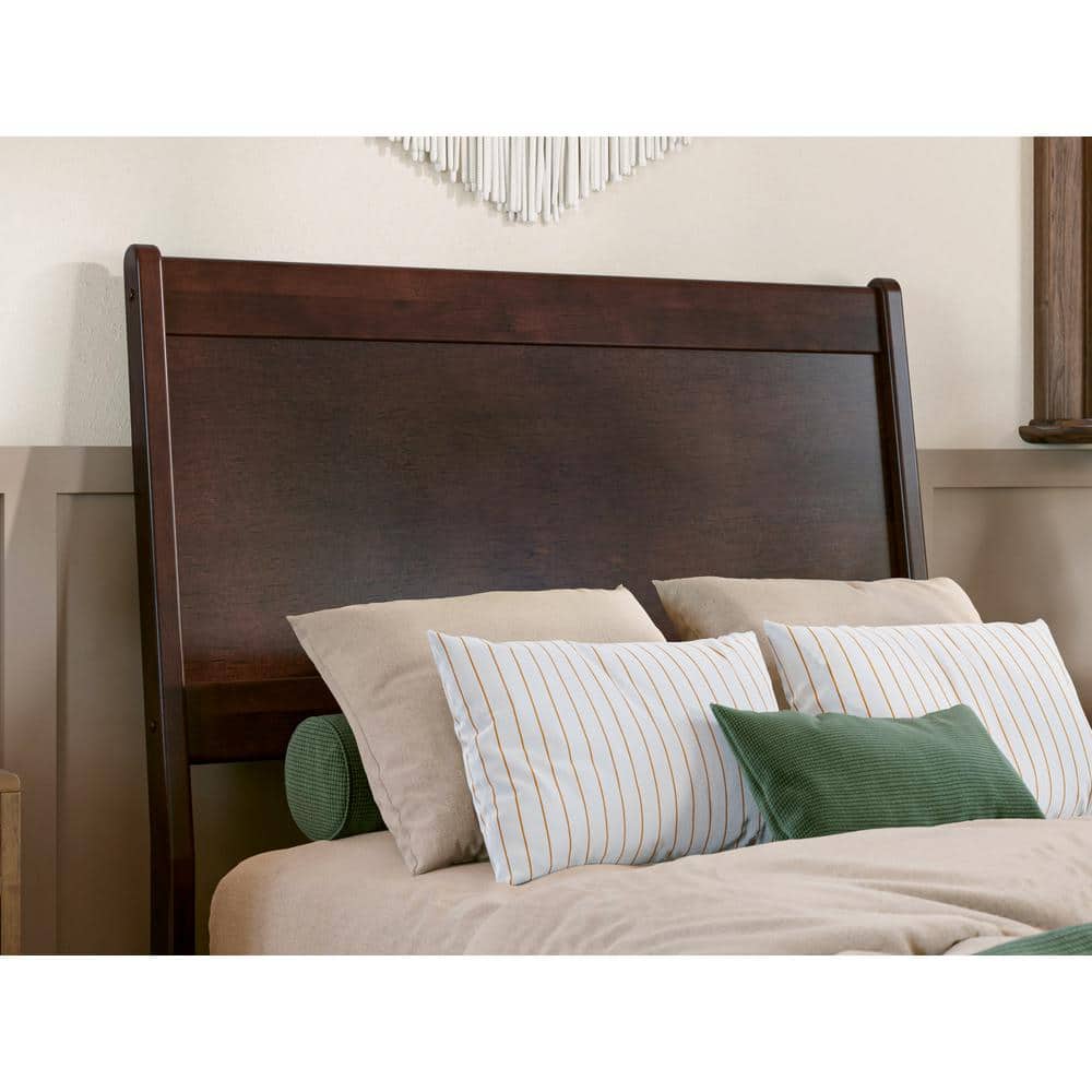 AFI Casanova Sleigh Walnut Brown Twin Solid Wood Panel Headboard ...