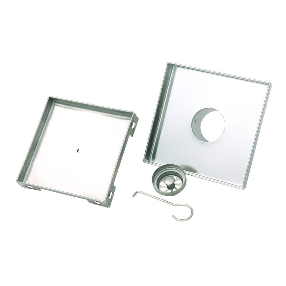 BOANN Shower Square Linear Drain 6 in. x 6 in. in Brushed 304 Stainless ...