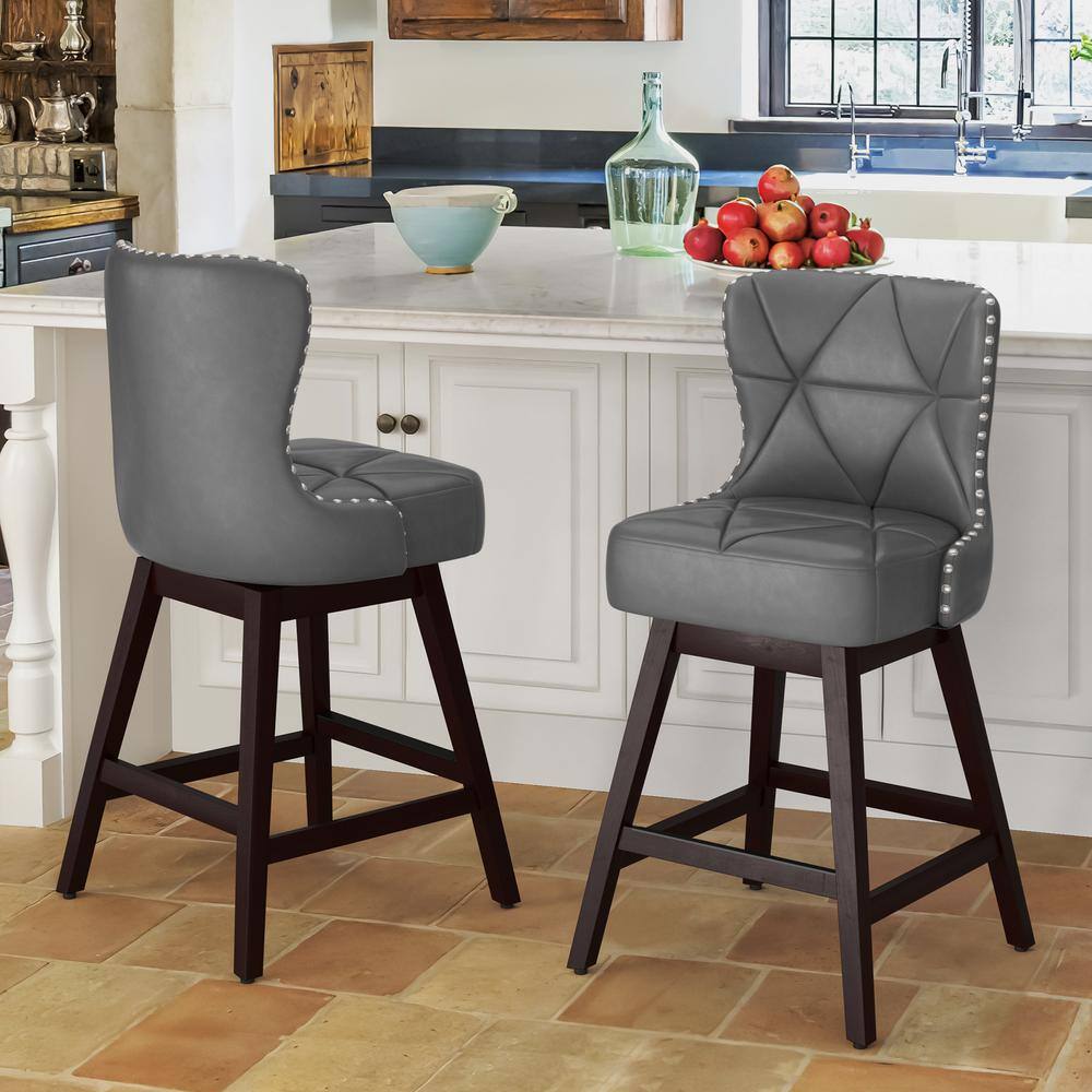 Reviews for LUE BONA Zola 26 in. Dark Gray Wood Frame Counter Bar Stool ...