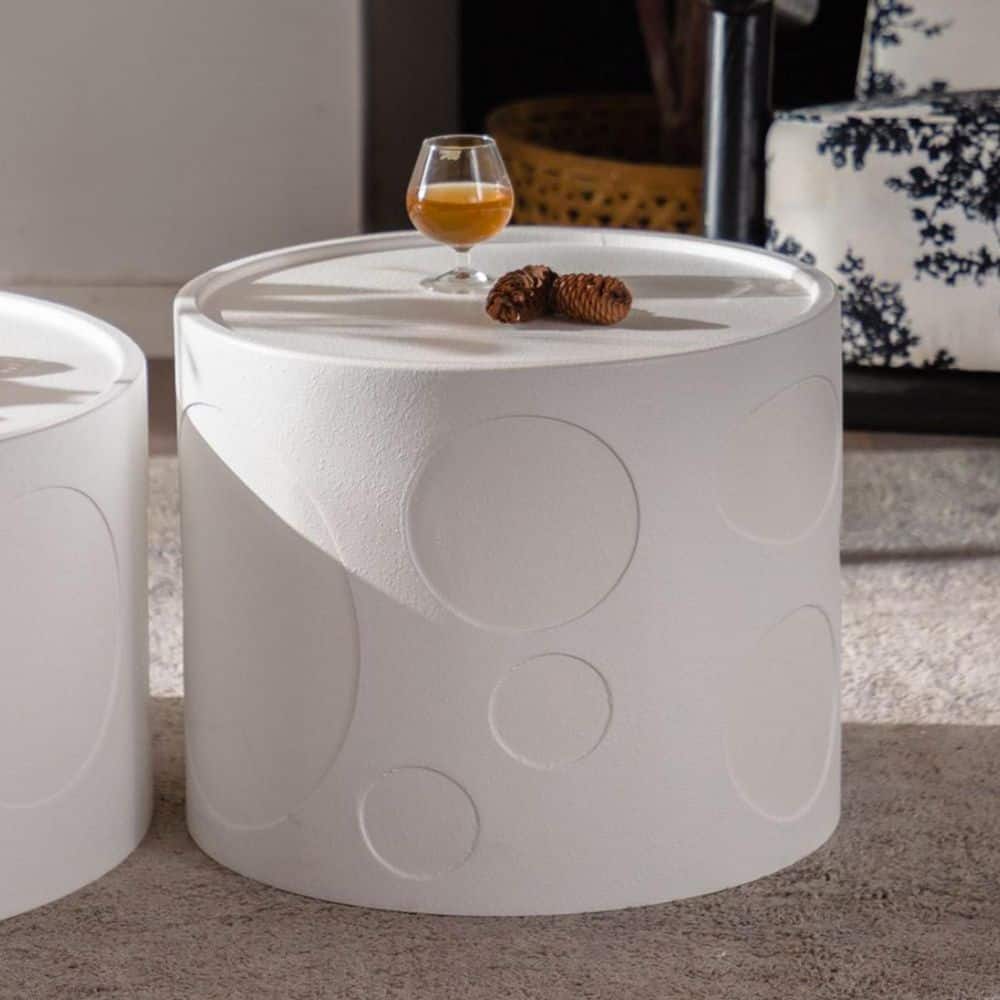 Noble House Ansel Modern 19.69 in. Creamy White Round MDF Accent Side ...