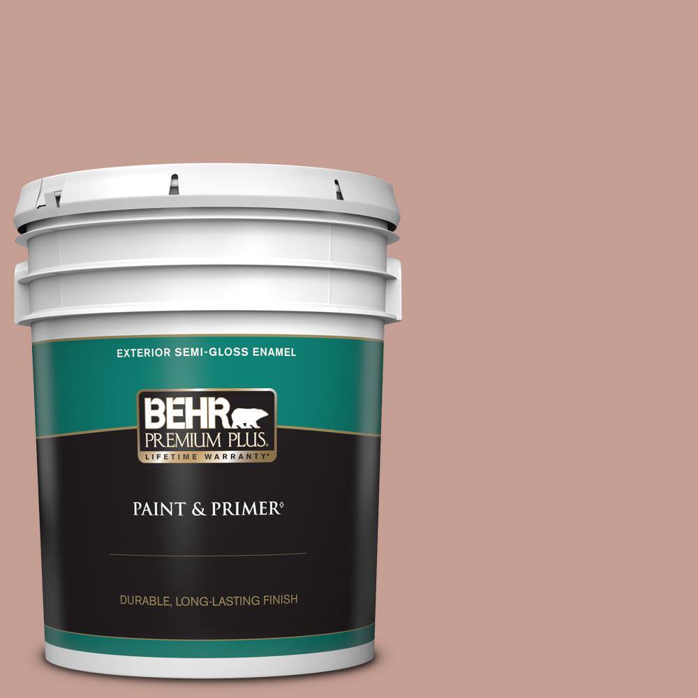 BEHR PREMIUM PLUS 5 gal. #S170-4 Retro Pink Semi-Gloss Enamel Exterior ...