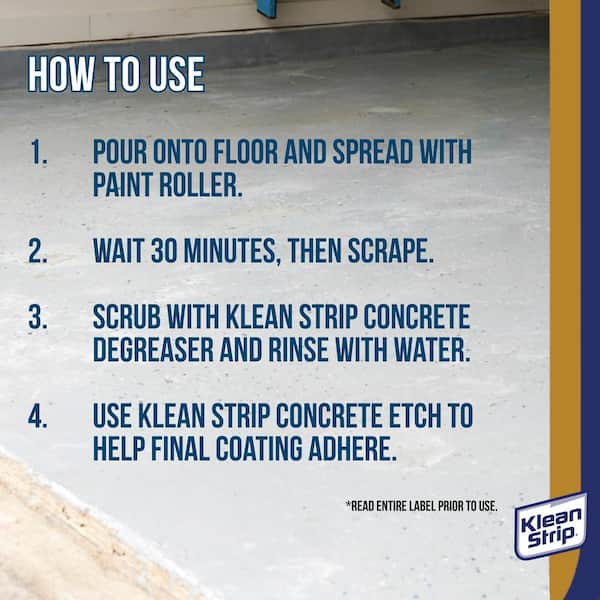 Klean-Strip 1 Gal. Liquid Concrete Stripper for Stripping Paint, Epoxy, Stains and Sealers from ...