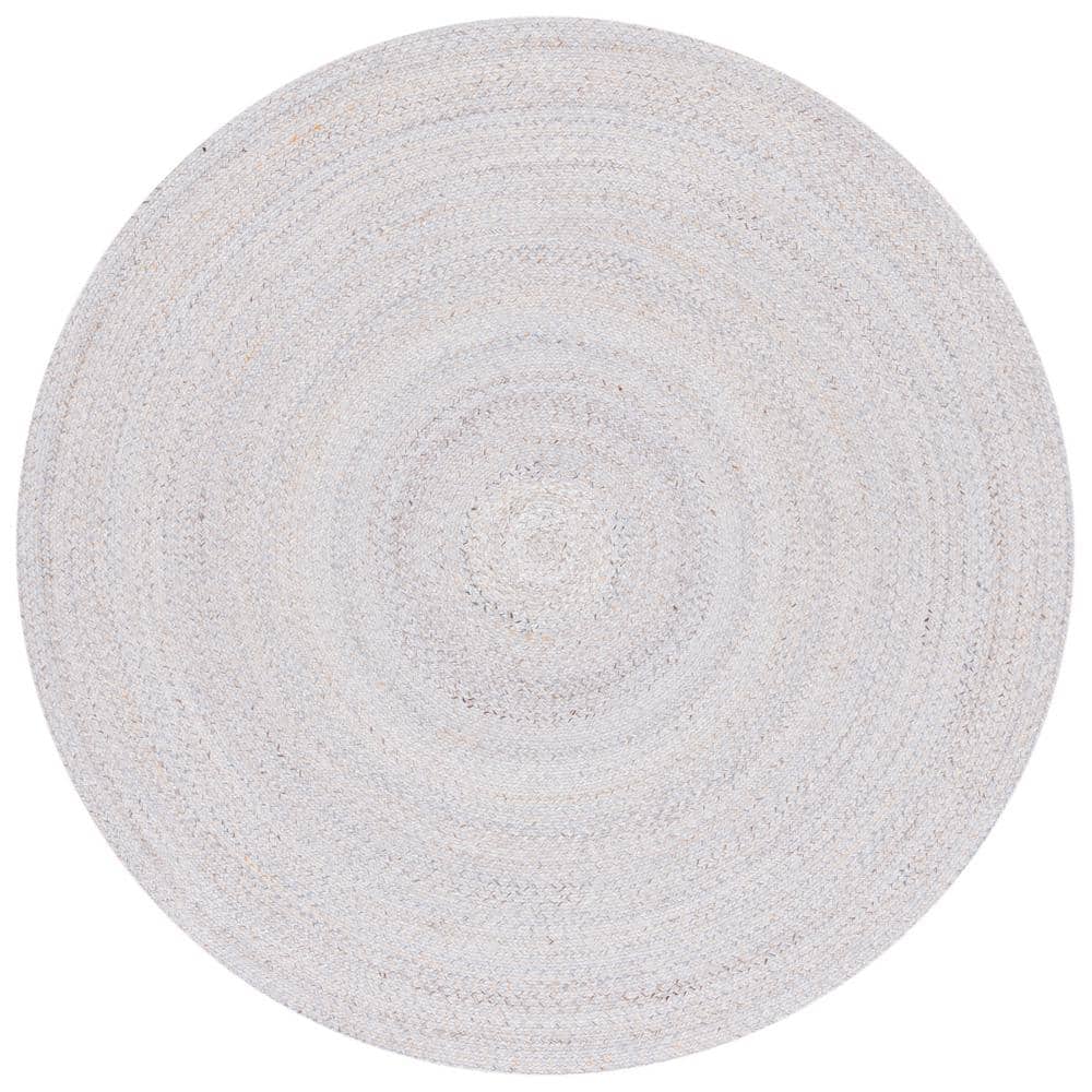 SAFAVIEH Braided Gray Yellow Doormat 3 ft. x 3 ft. Abstract Round Area ...