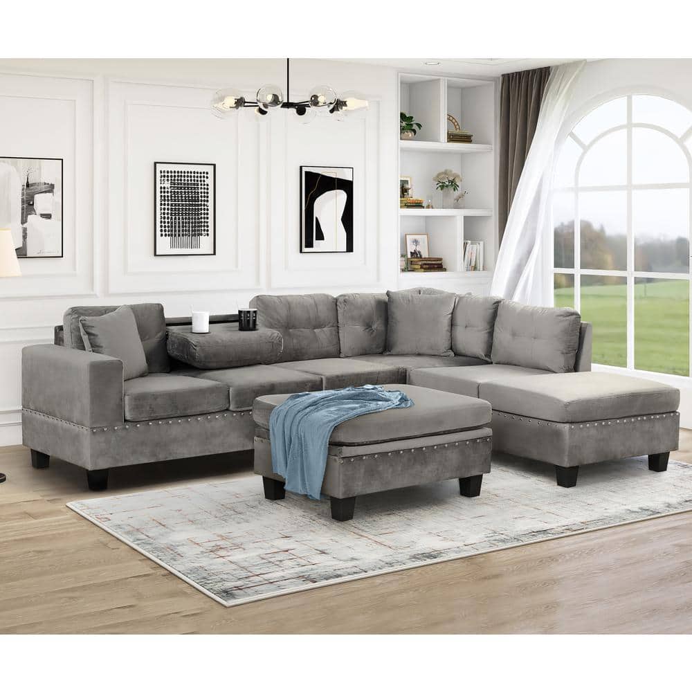 Grey microfiber sectional store