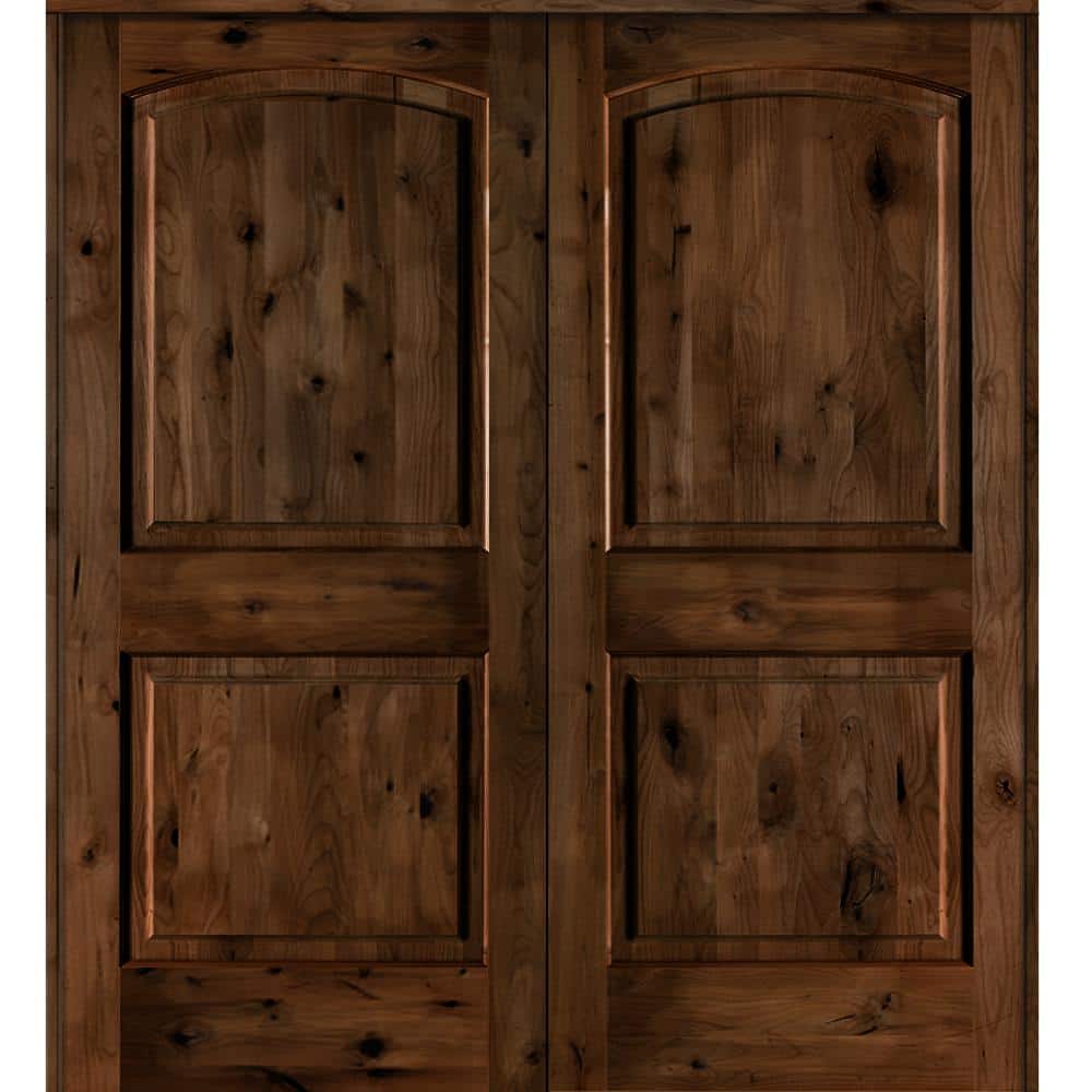 Krosswood Doors 56 in. x 80 in. Knotty Alder 2 Panel Universal ...