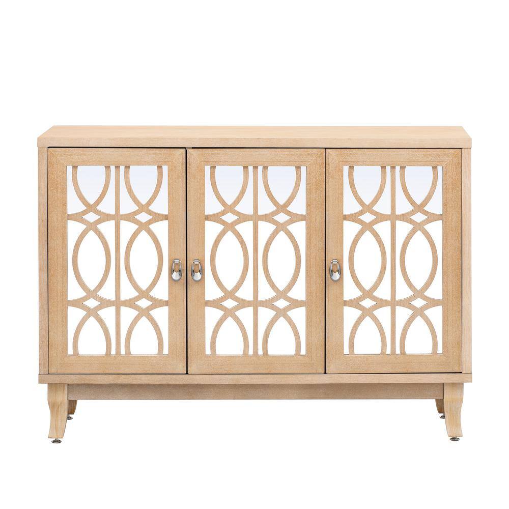 Natural Wood 47.2 in. Sideboard Modern Buffet Cabinet Storage Console ...