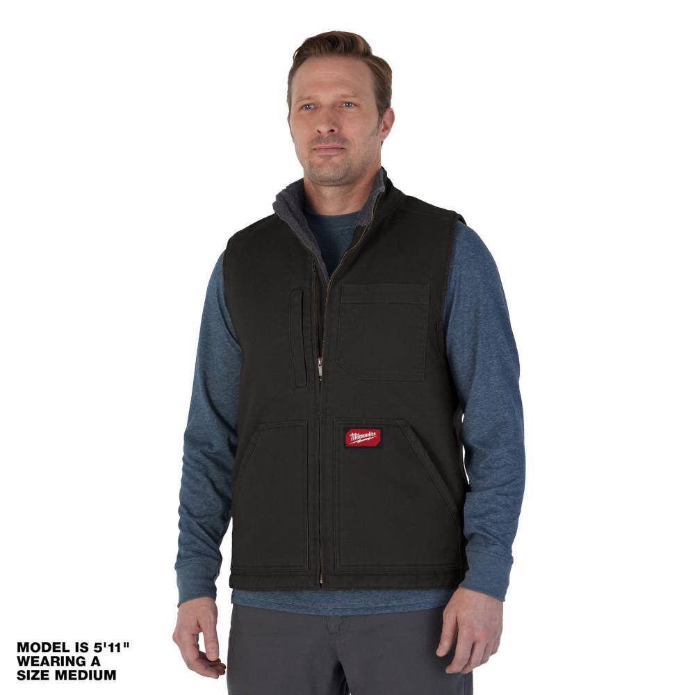 Milwaukee Men's X-Large Black Heavy-Duty Sherpa-Lined Vest with 5 ...
