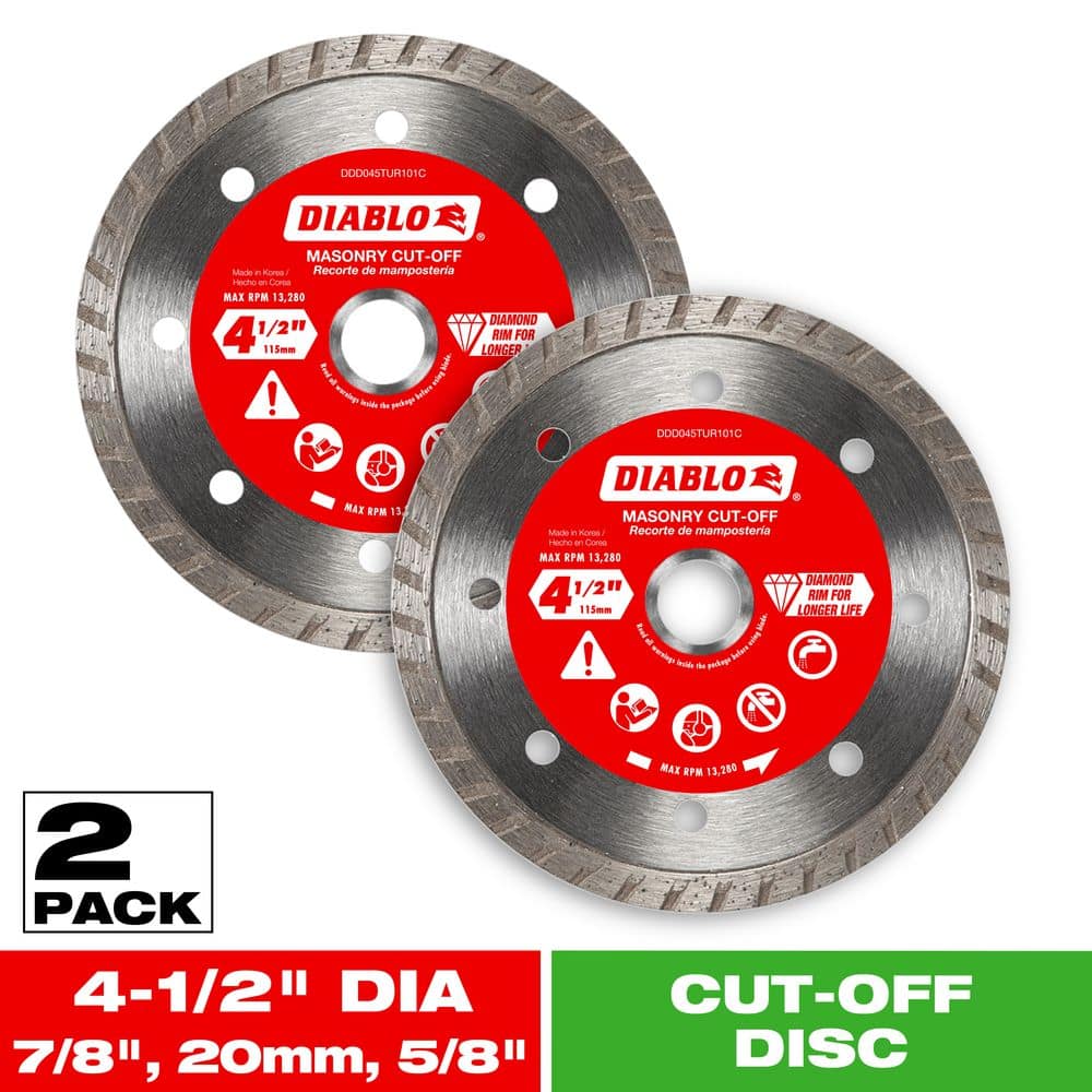 DIABLO 4-1/2 in. Turbo Rim Masonry Diamond Cut Off Blade Value Pack (2 ...