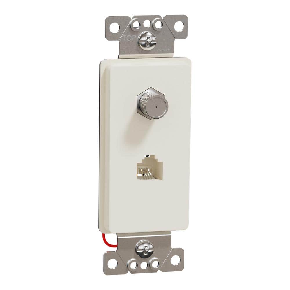 Square D X Series 1-Gang Standard Combination RJ 11 Telephone Jack CATV ...