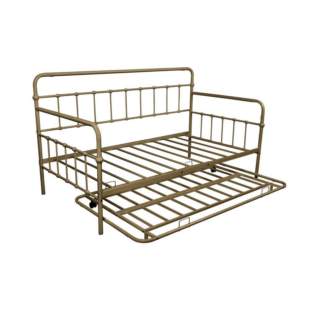 URTR Bronze Twin Size Metal Daybed with Trundle, Space Saving Metal ...