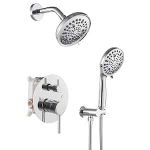 BWE Single Handle 1-Spray Round Shower Faucet Combo Set 1.8 GPM with ...