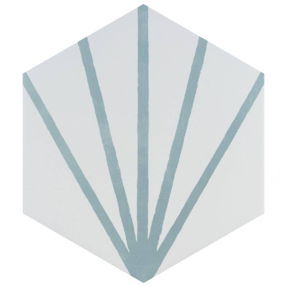 Merola Tile Horizon Dawn Hex Aguamarina 7-3/4 in. x 9 in. Ceramic Floor ...