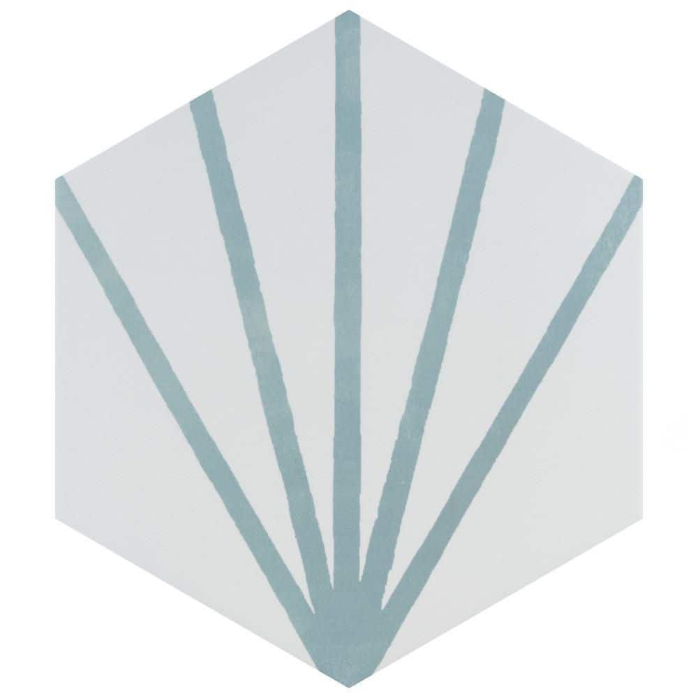 Merola Tile Horizon Dawn Hex Aguamarina 7-3/4 in. x 9 in. Ceramic Floor ...