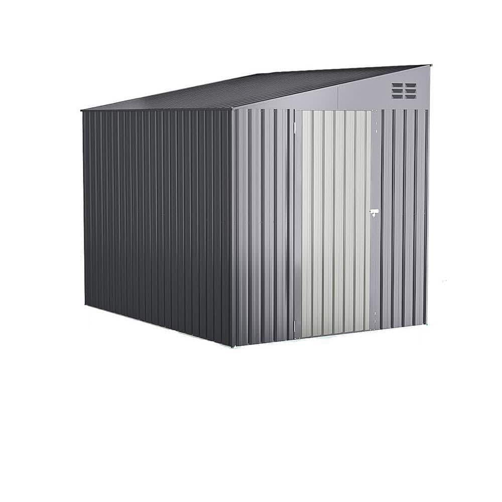 Runesay 6 ft. W x 8 ft. D Dark Gray Metal Shed with Vents (48 sq. ft ...