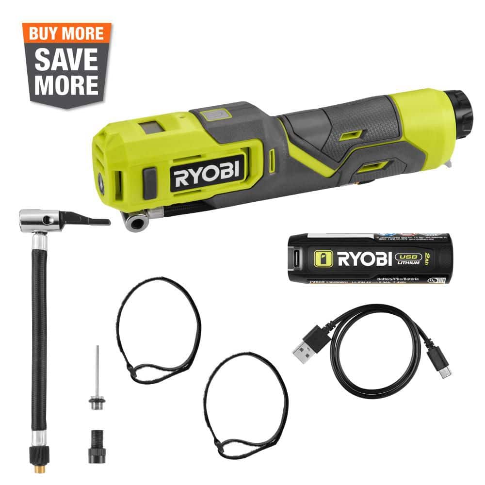 Reviews for RYOBI USB Lithium Cordless High Pressure Portable Inflator ...