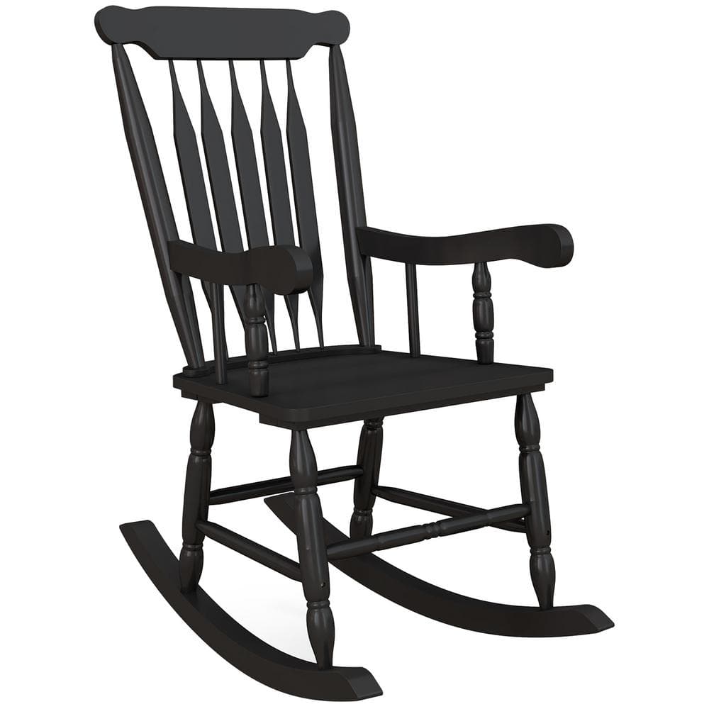 Misopily Natural Wood Outdoor Rocking Chair, Porch Rocker with High ...