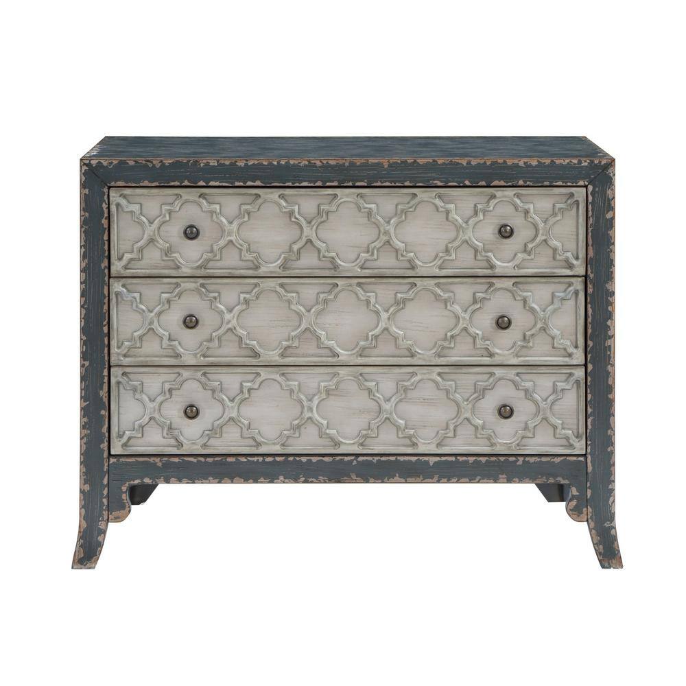 Coast To Coast Accents Jacoby 2-Tone Greyish Blue 3- Drawer Wooden ...