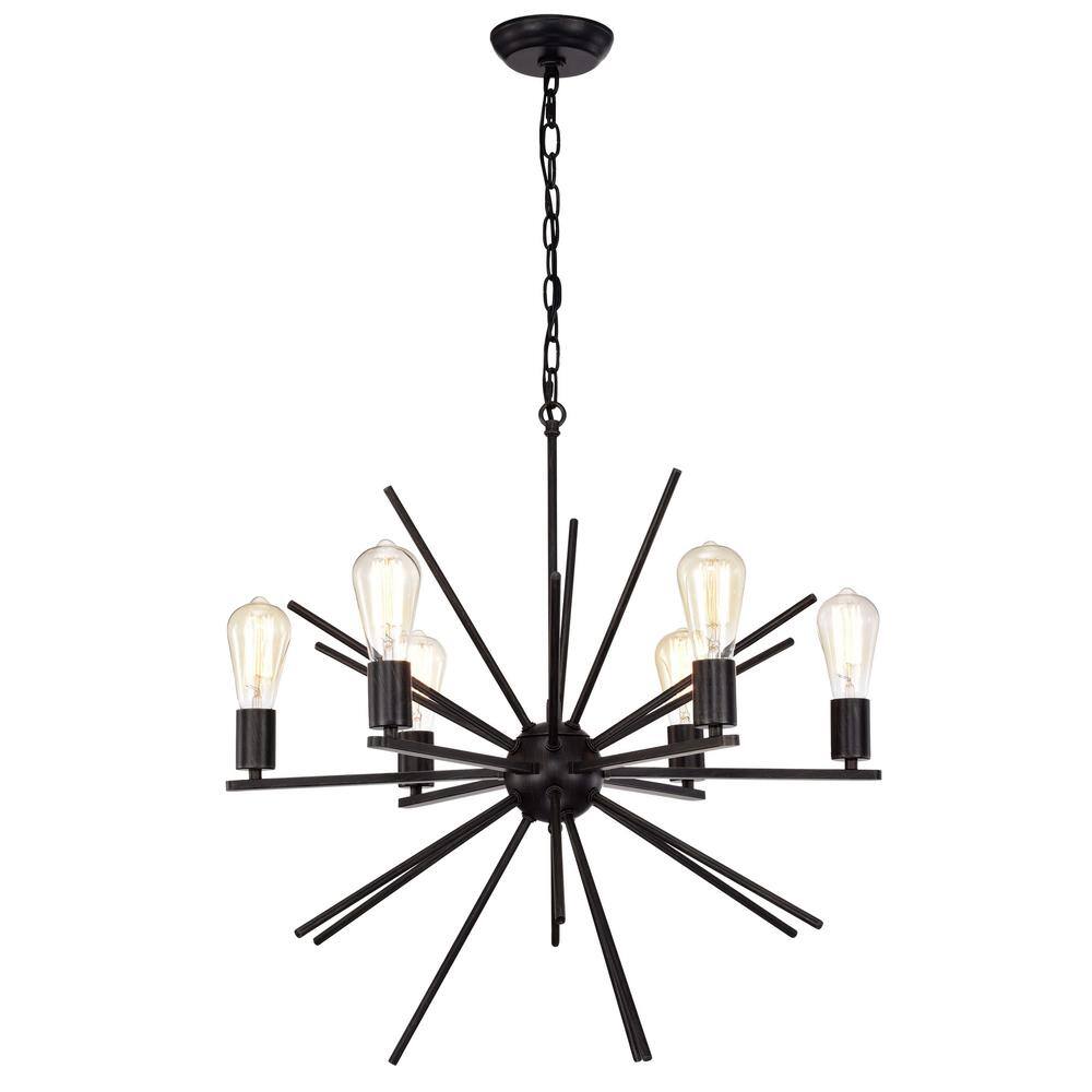 Jojospring Phoebe 25 in. Dia Antique Black 6-Light Sputnik Chandelier ...