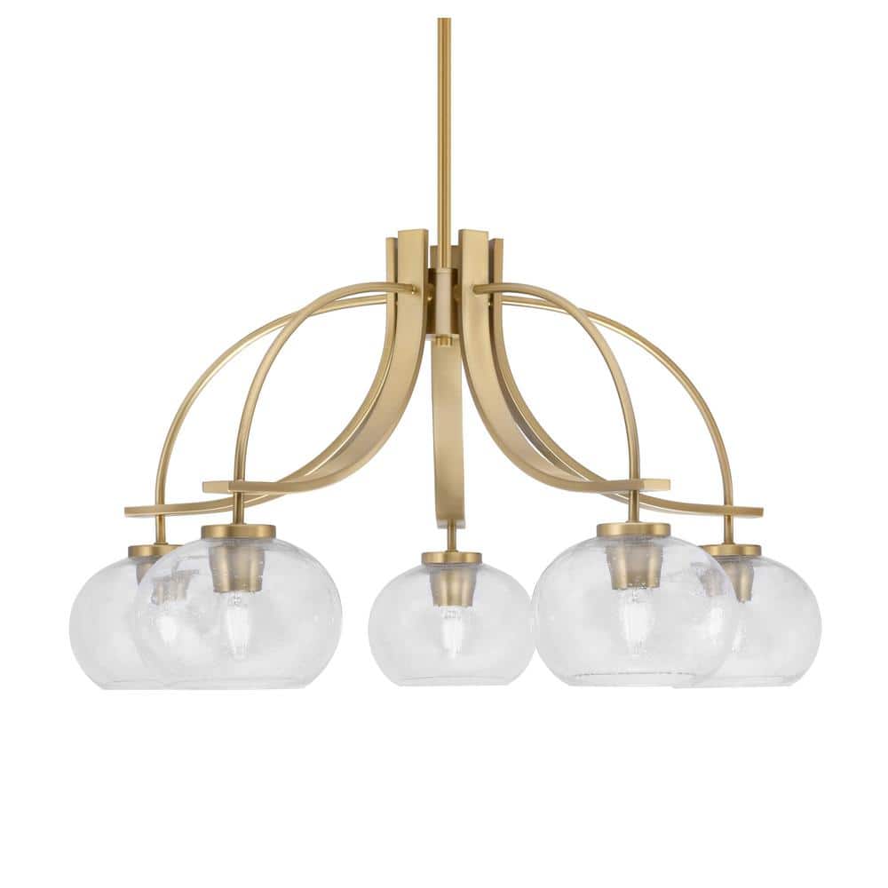 Olympia 15.75 in. 5-Light New Age Brass Downlight Chandelier Clear ...