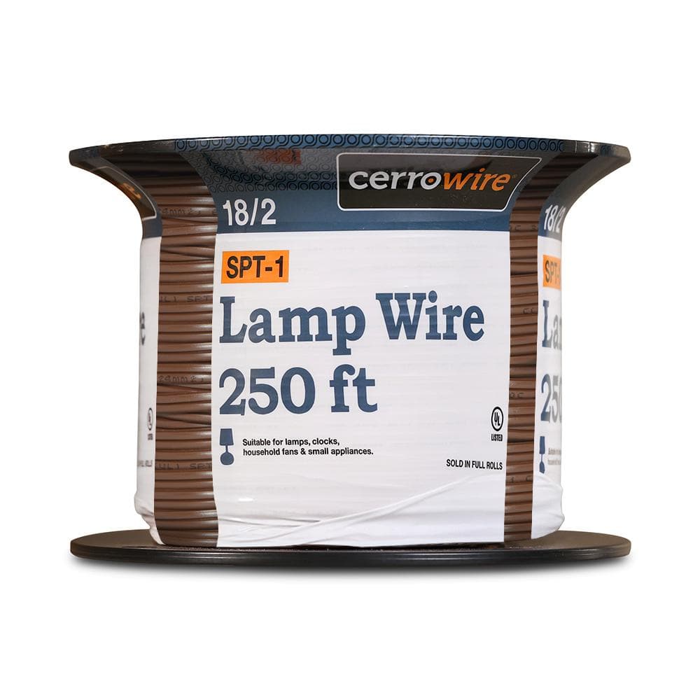 Cerrowire 250 ft. 18/2 Brown Stranded SPT-1 Copper Lamp Wire 251-1008G3 - The Home Depot