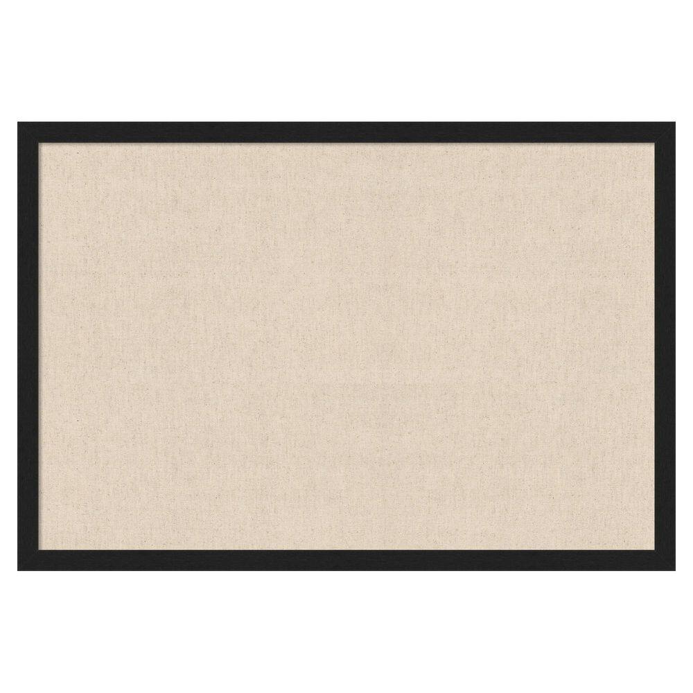 Amanti Art Natural Linen 38 in. x 26 in. Grace Brushed Metallic Black ...