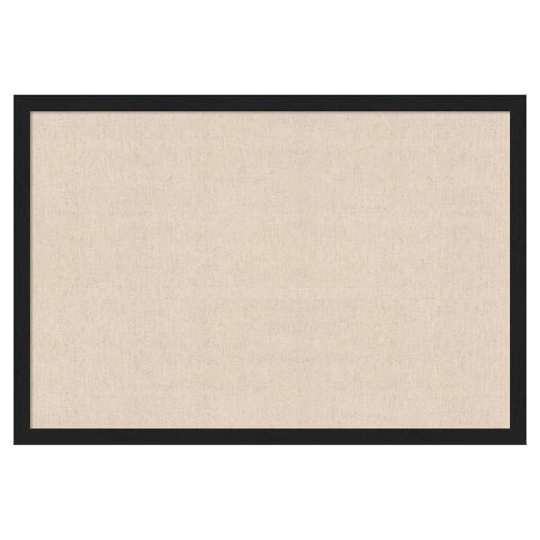 Amanti Art Natural Linen 38 in. x 26 in. Grace Brushed Metallic Black ...