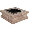 Pavestone RumbleStone 38.5 in. x 14 in. Square Concrete Fire Pit Kit No ...
