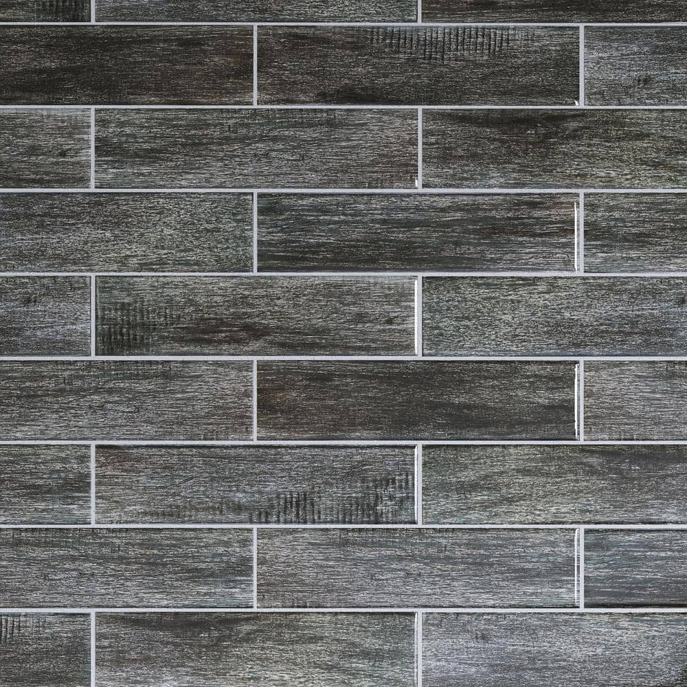 MOLOVO Crystile Wood Gray 3 in. X 12 in. Glossy Glass Subway Tile (7.5 ...