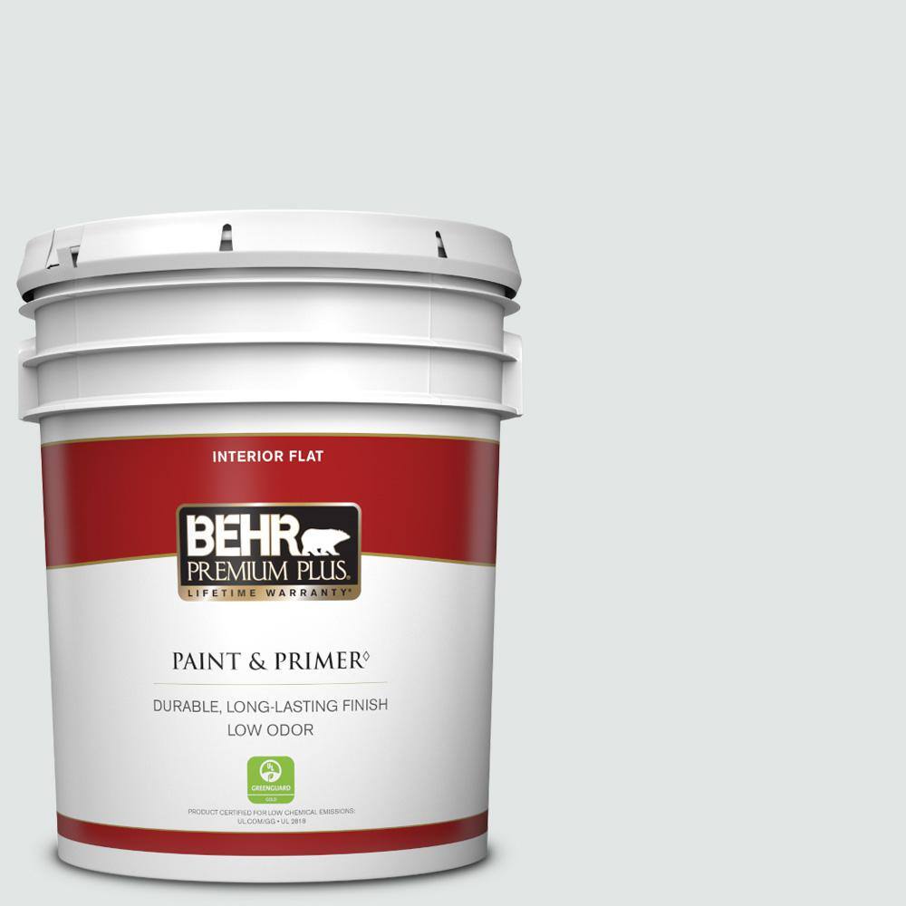 BEHR PREMIUM PLUS 5 gal. #BL-W02 Ice Sculpture Flat Low Odor Interior ...