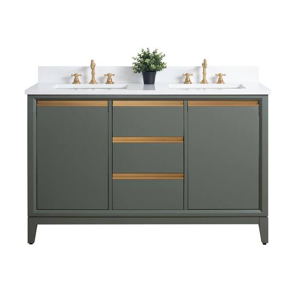Vanity Art 54 in. W x 22 in. D x 34 in. H Double Sink Bathroom Vanity ...