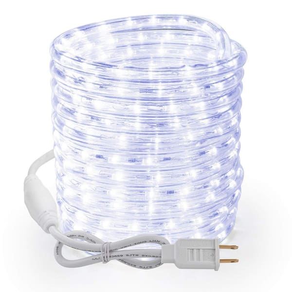 OBJLGEV 18ft. Indoor/Outdoor Daylight White Plug-In Integrated LED Rope ...