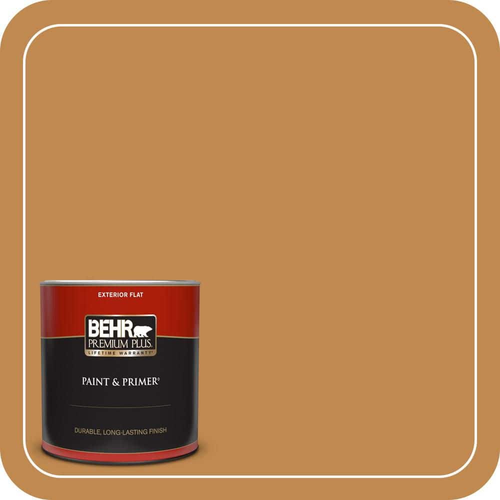 BEHR PREMIUM PLUS 1 qt. #M250-6 Toffee Tart Flat Exterior Paint ...