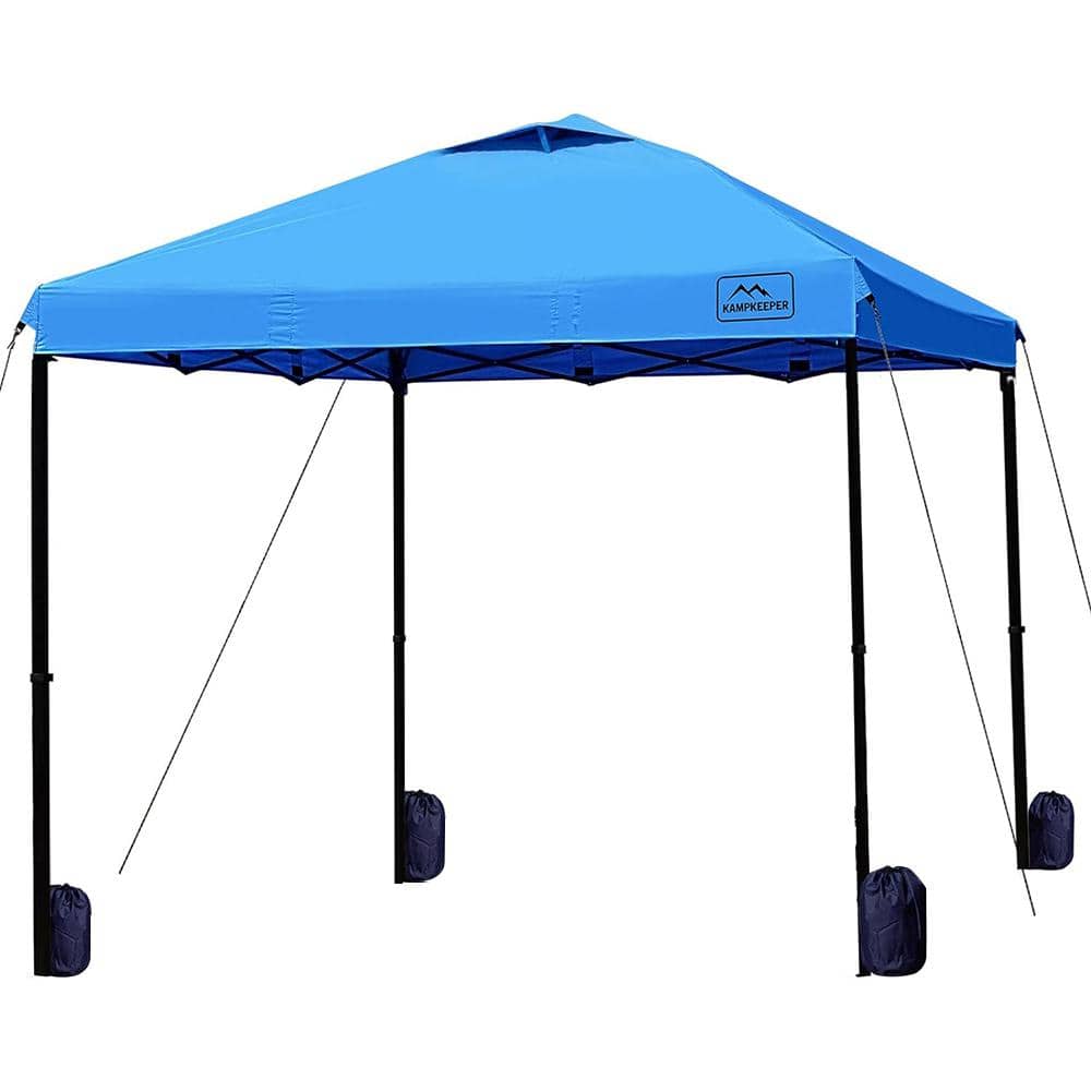 10 ft. x 10 ft. Light Blue Pop Up Canopy with Adjustable Legs, Air Vent ...