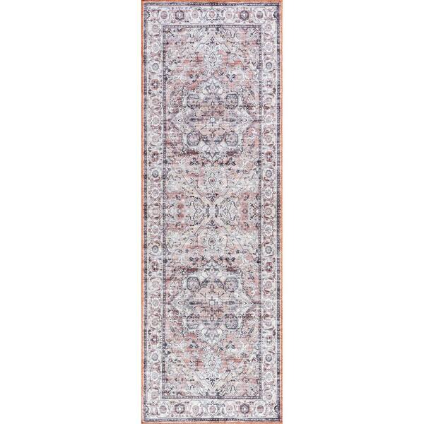 nuLOOM Joslyn Blush 2 ft. 8 in. x 8 ft. Traditional Floral Machine ...