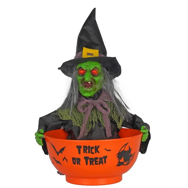 Home Accents Holiday 12 in. Witch Candy Bowl with LED Illumination 7343-12808HD - The Home Depot