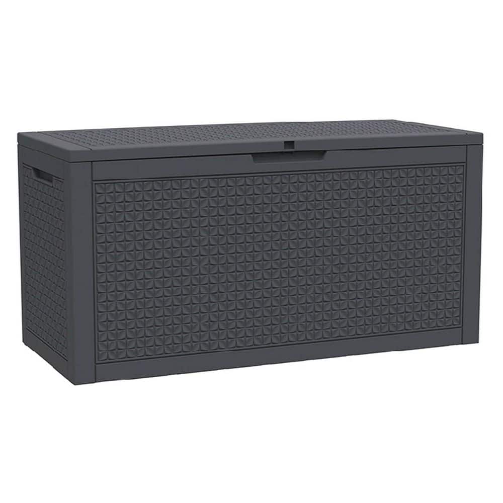 LuckByte 100 Gal. Resin Deck Box Outdoor Storage Box with high ...