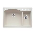 Blanco Diamond Dual-Mount Granite 33 in. 4-Hole 70/30 Double Bowl ...