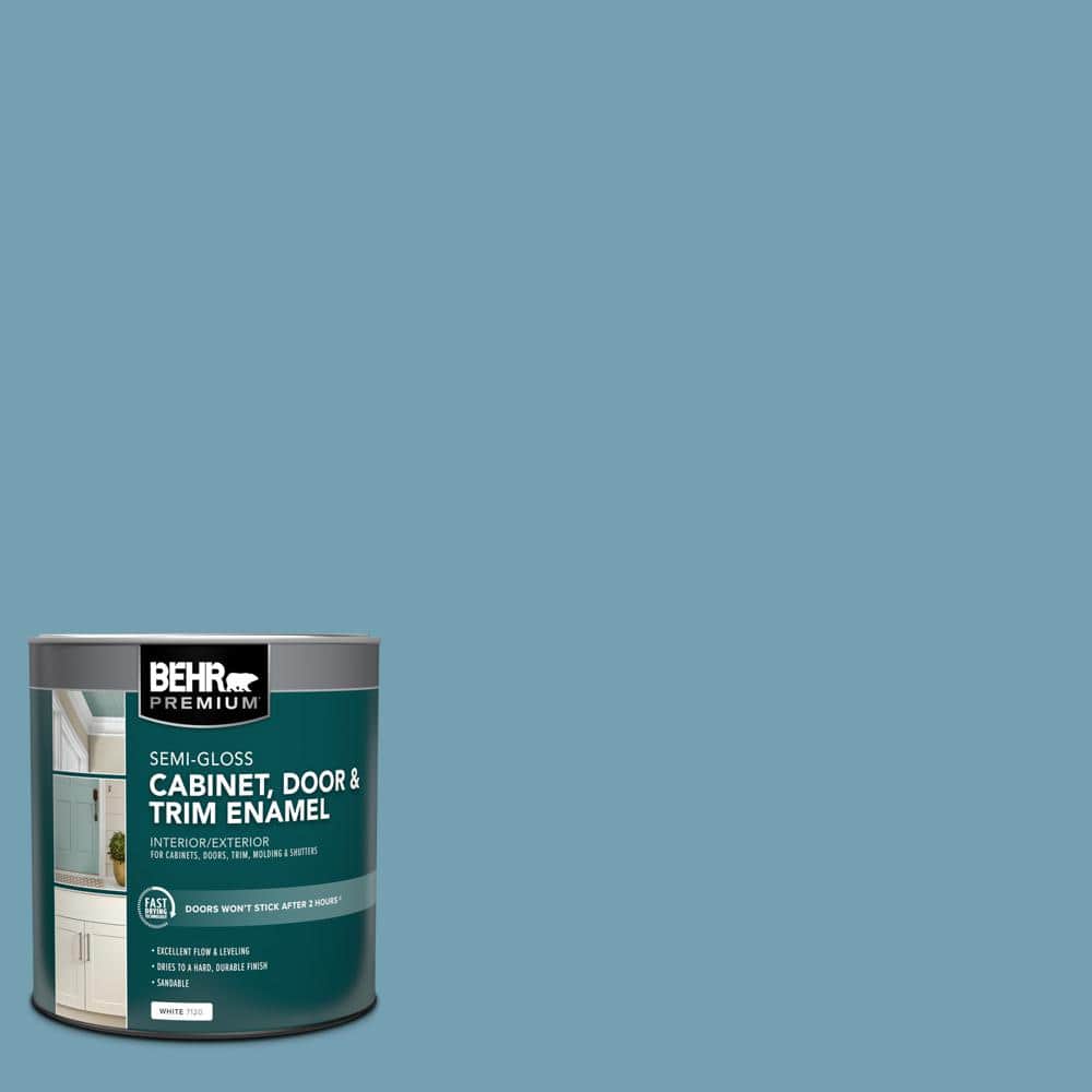 BEHR PREMIUM 1 qt. #S480-4 Saga Blue Semi-Gloss Enamel Interior ...