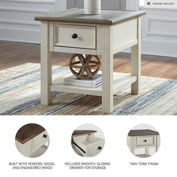 Signature DESIGN BY ASHLEY Bolanburg 24 in. White / Dark Brown ...