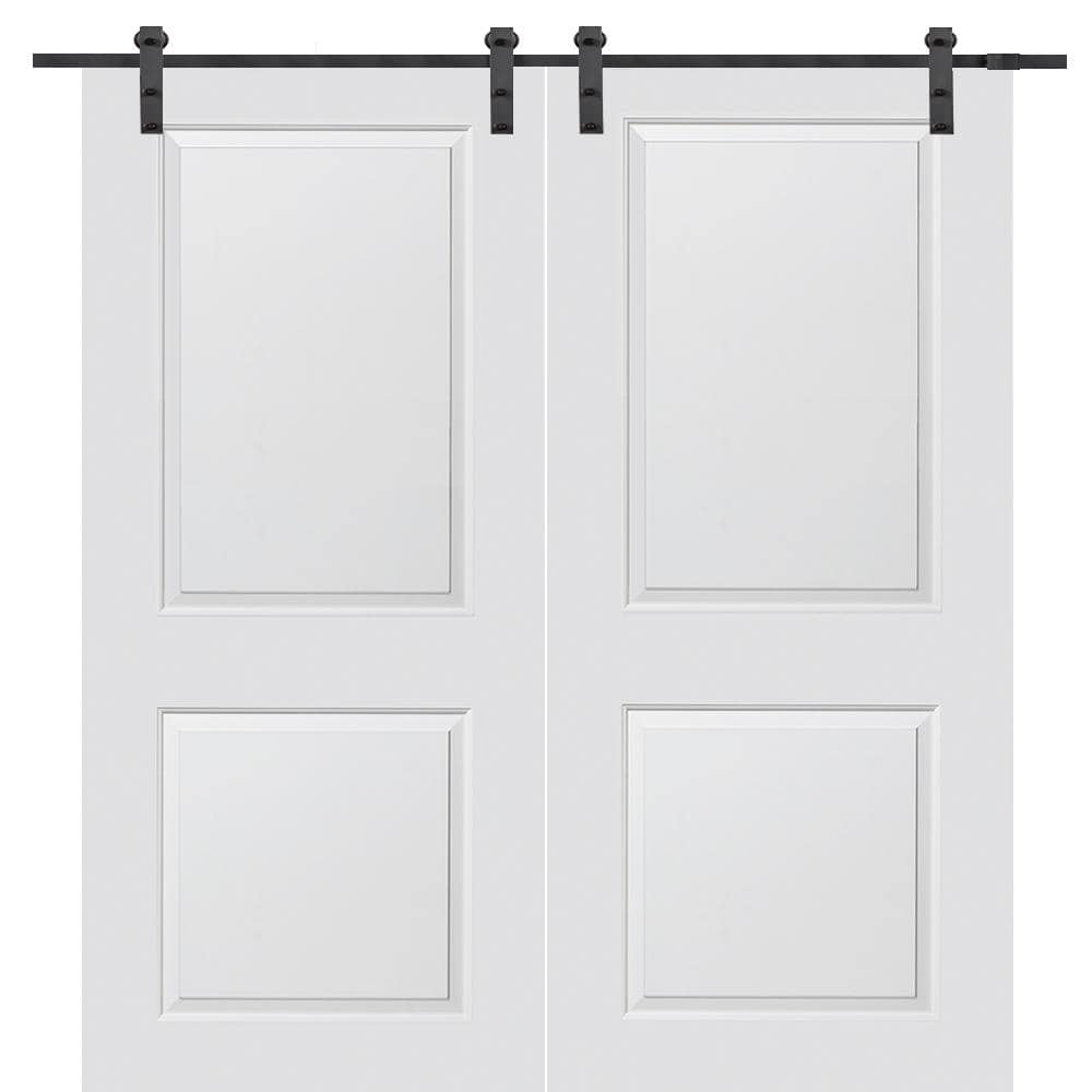 MMI DOOR 64 in. x 80 in. Primed Molded MDF Carrara Sliding Barn Door ...