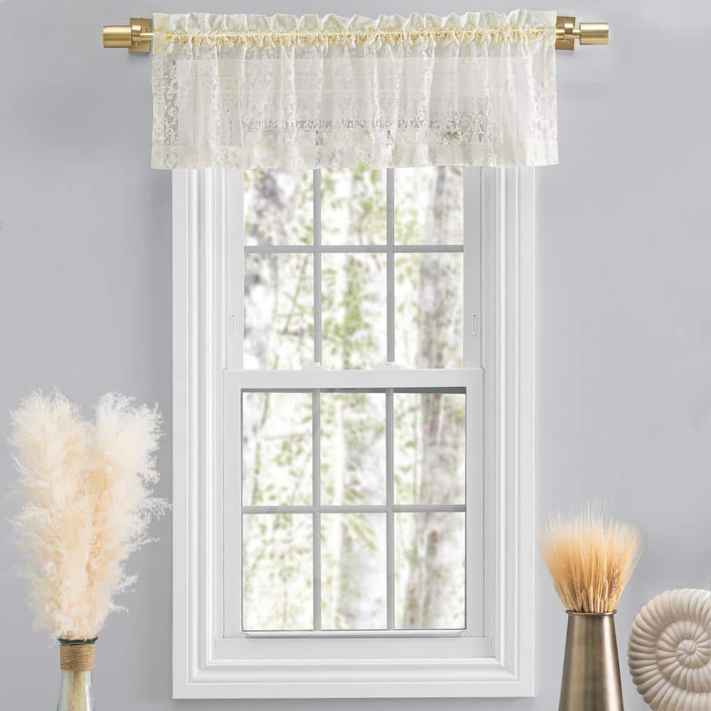 Ricardo Trading 14 in. L x 54 in. W Woven Lace Natural Polyester Light ...