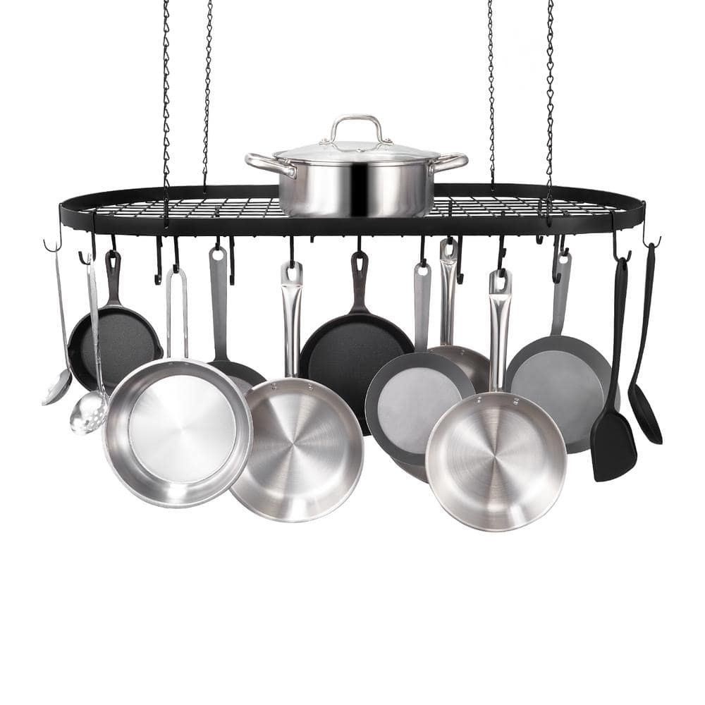 SVOPES 36 in. Hanging Pot Rack, Ceiling Mount Pot Rack with 20 S Hooks ...