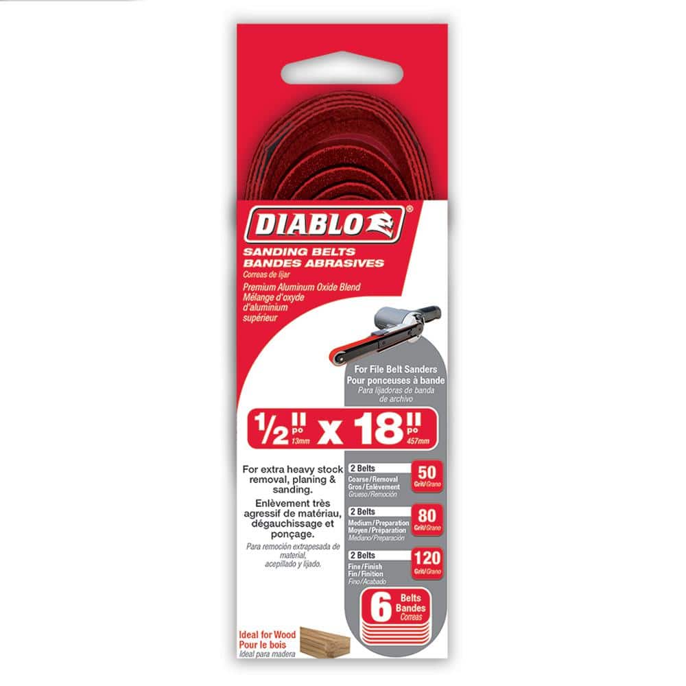 DIABLO ½ in. x 18 in. Assorted File Sanding Belt DCB518ASTS06G - The ...