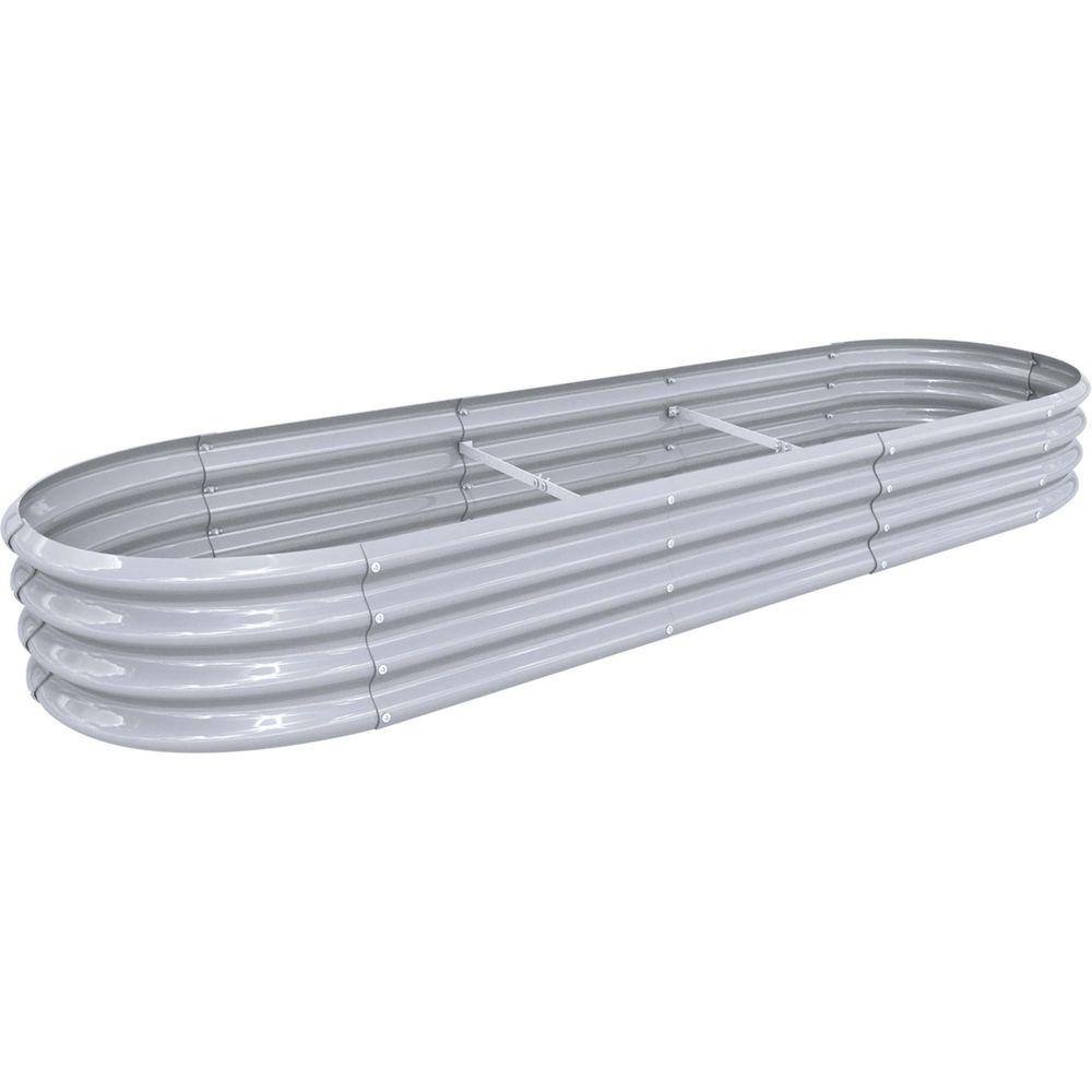 Zeus & Ruta 12 ft. x 2 ft. x 1 ft. Metal Oval Round Raised Garden Bed ...