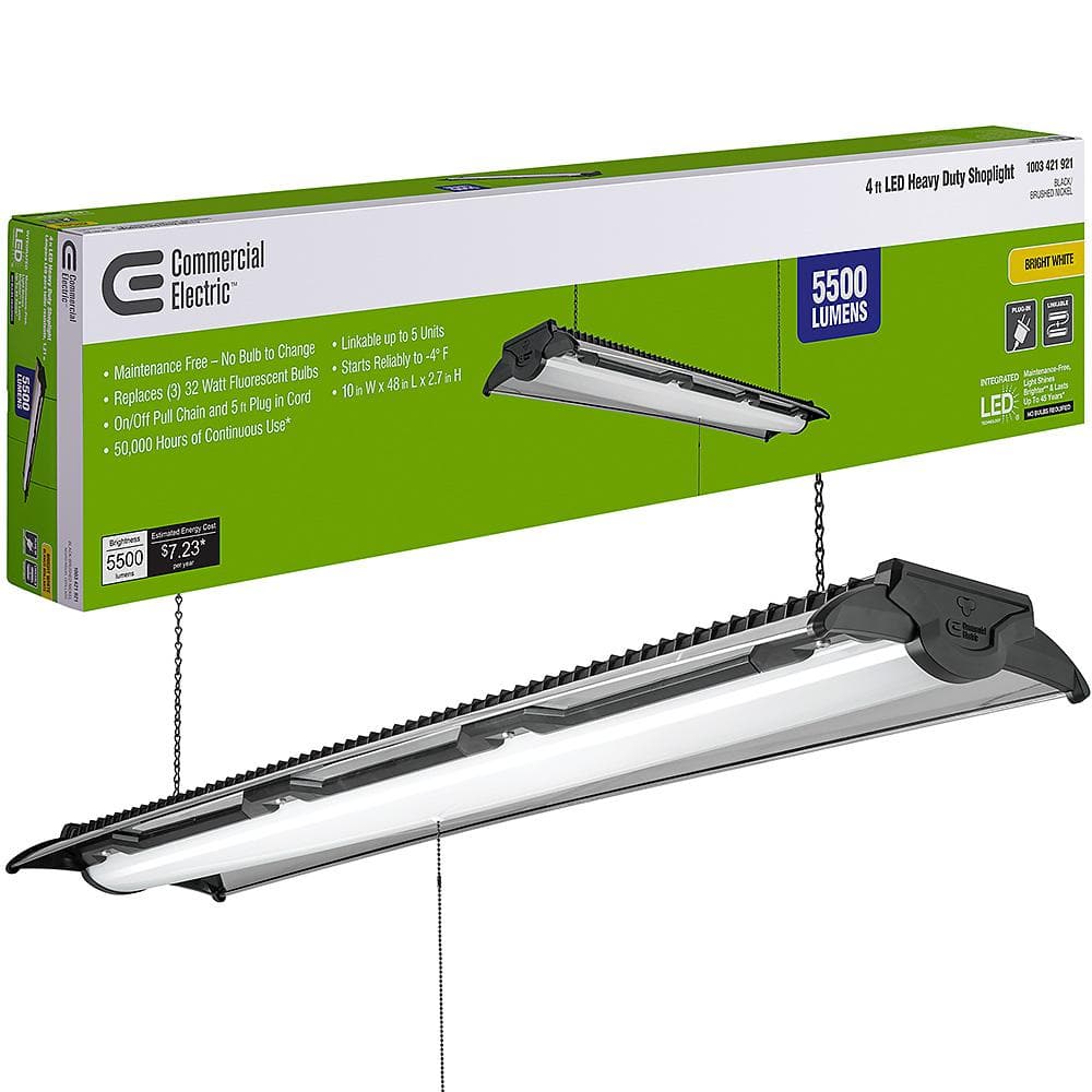 Commercial Electric 4 ft. 96-Watt Equivalent Integrated LED Black ...