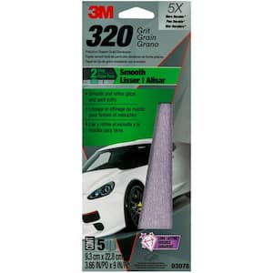 3M Performance 3-2/3 in. x 9 in. 320 Grit Sandpaper (5-Pack) 03078 ...